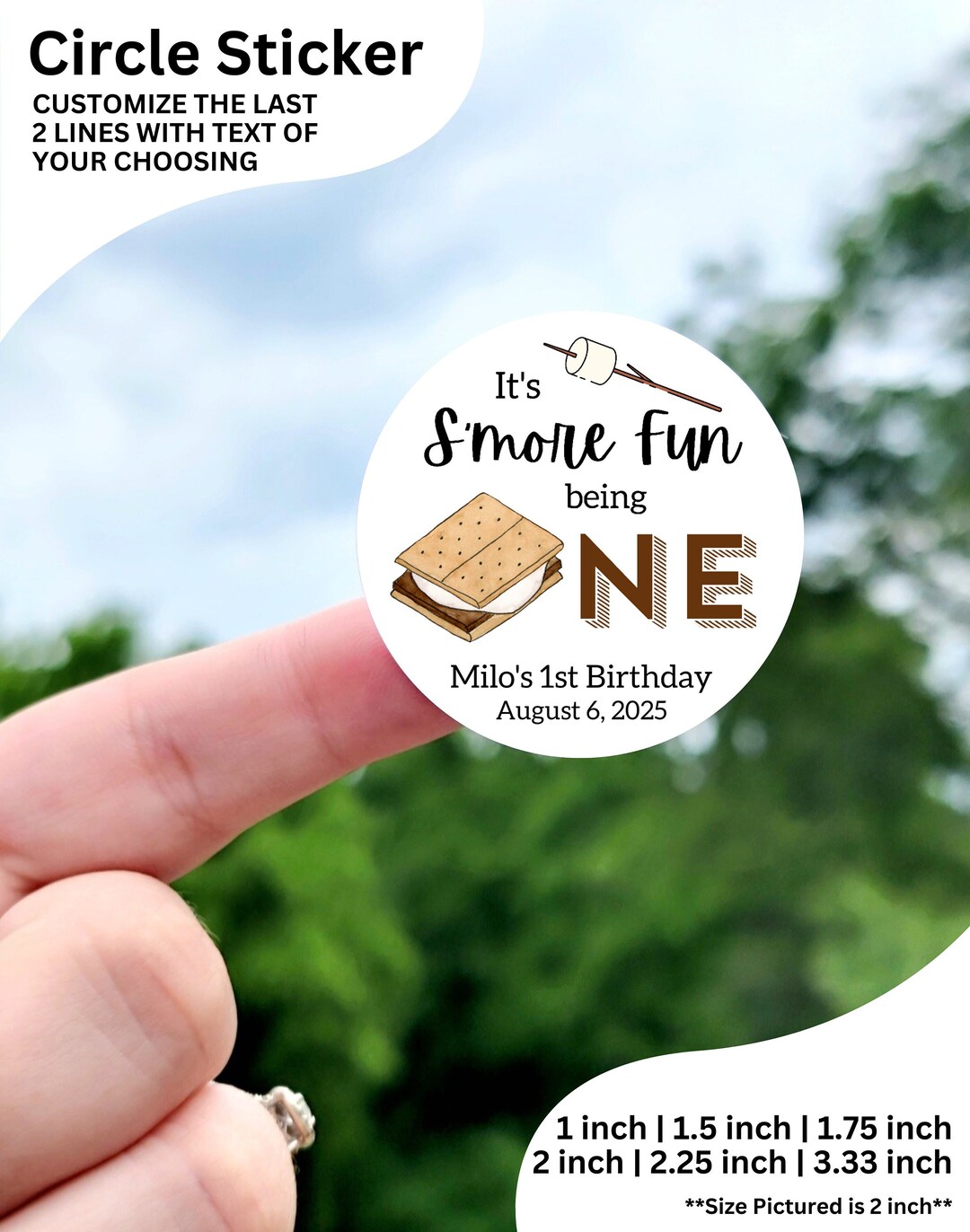 Smore Fun Being One 1st Birthday Stickers - Custom Smores Birthday ...