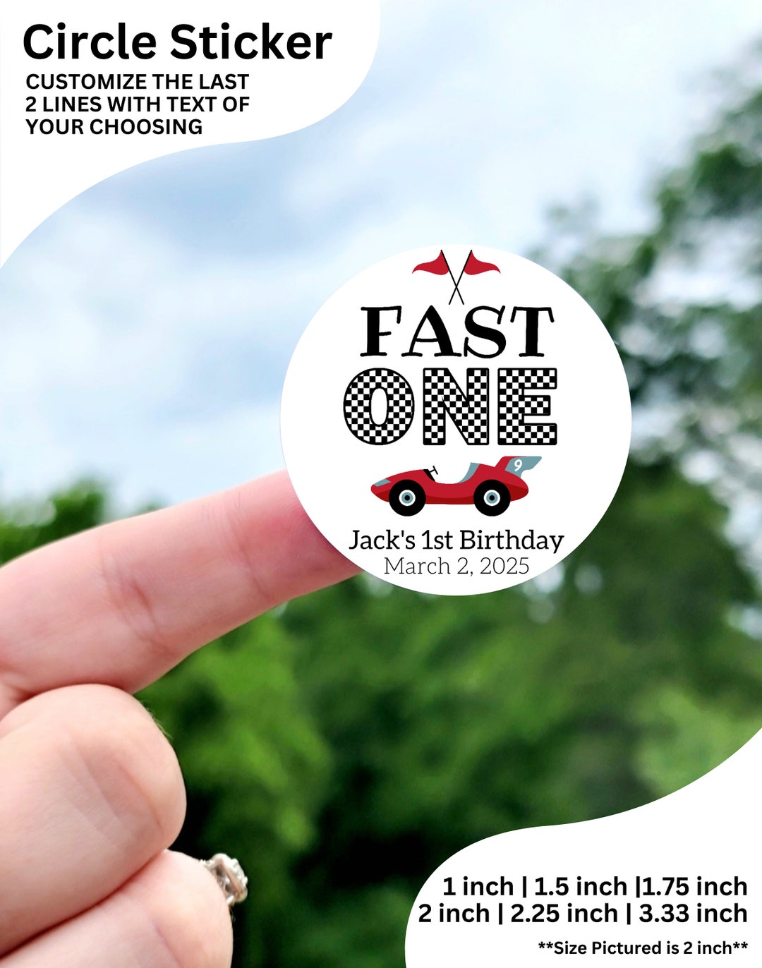 Fast One 1st Birthday Stickers - Custom Car Birthday Party Sticker ...