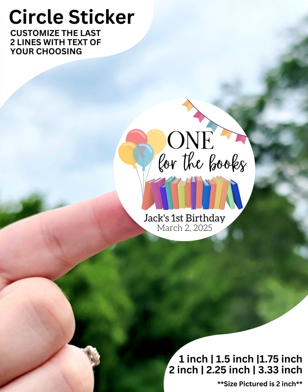 ONE for the Books 1st Birthday Stickers - Custom Book Birthday Party ...