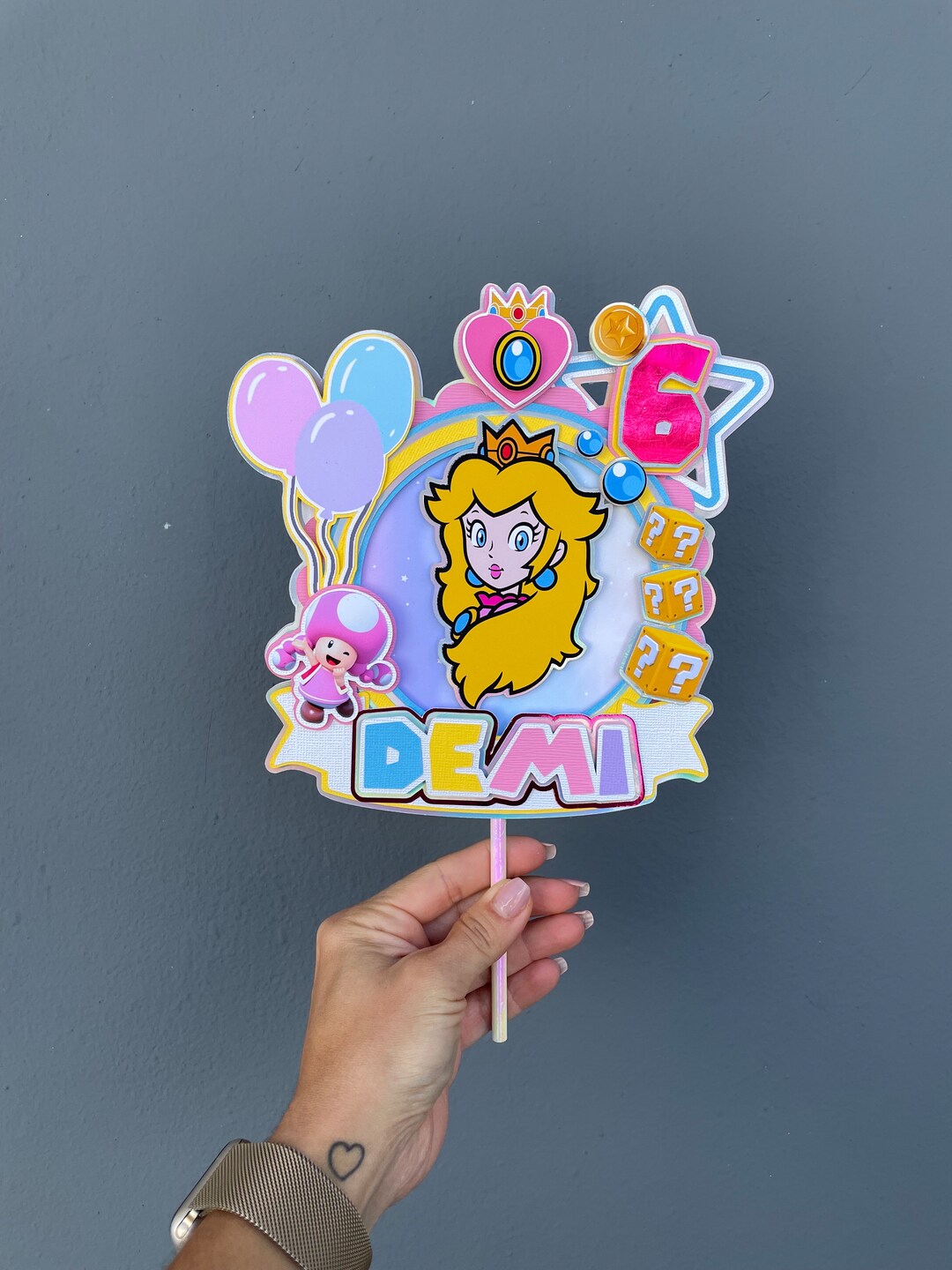 Personalized Mario Princess Cake Topper | Princess Peach Cake Topper ...