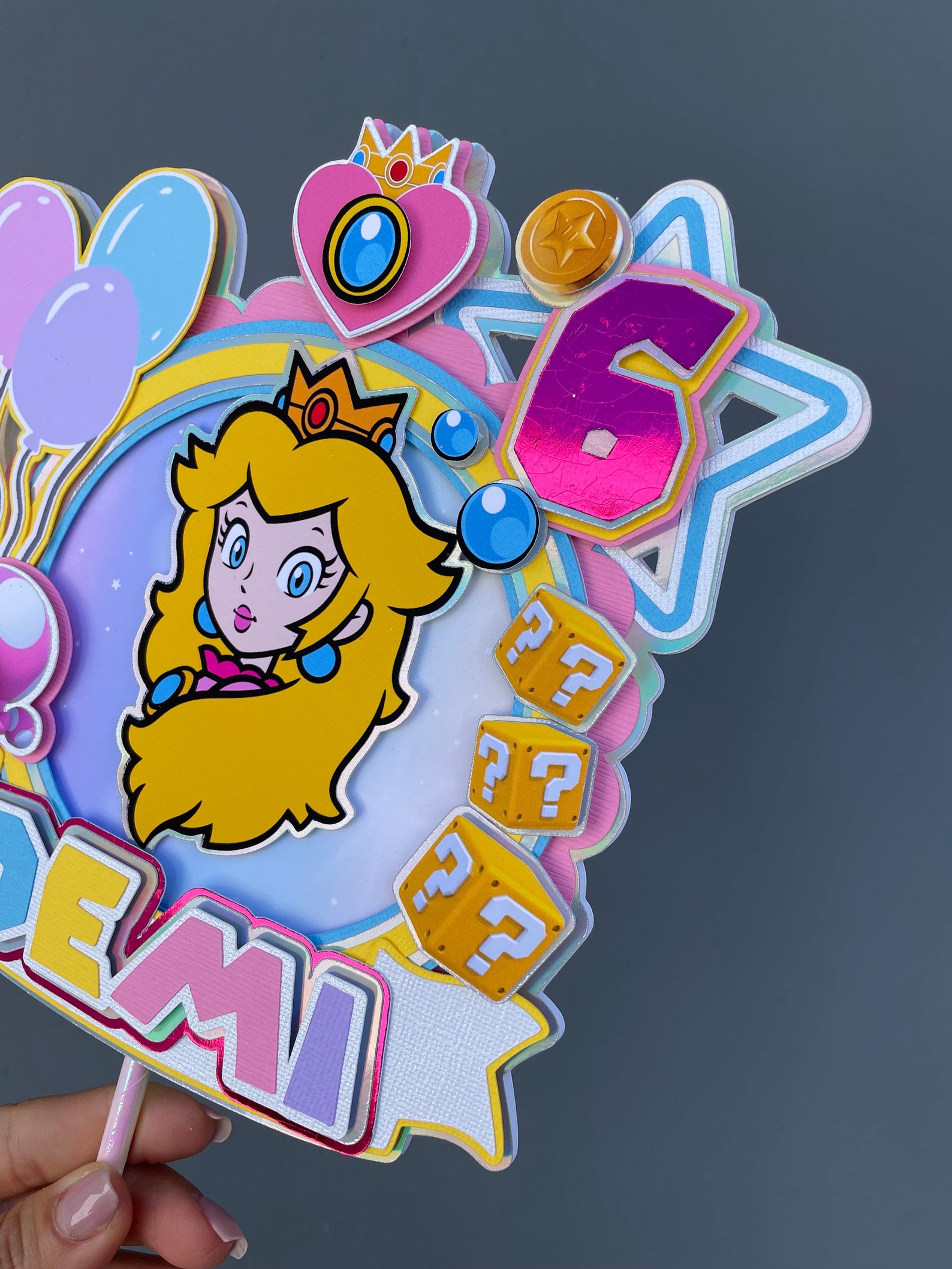 Personalized Mario Princess Cake Topper Princess Peach Cake Topper ...