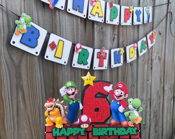 Super Mario Happy Birthday Banner - Etsy