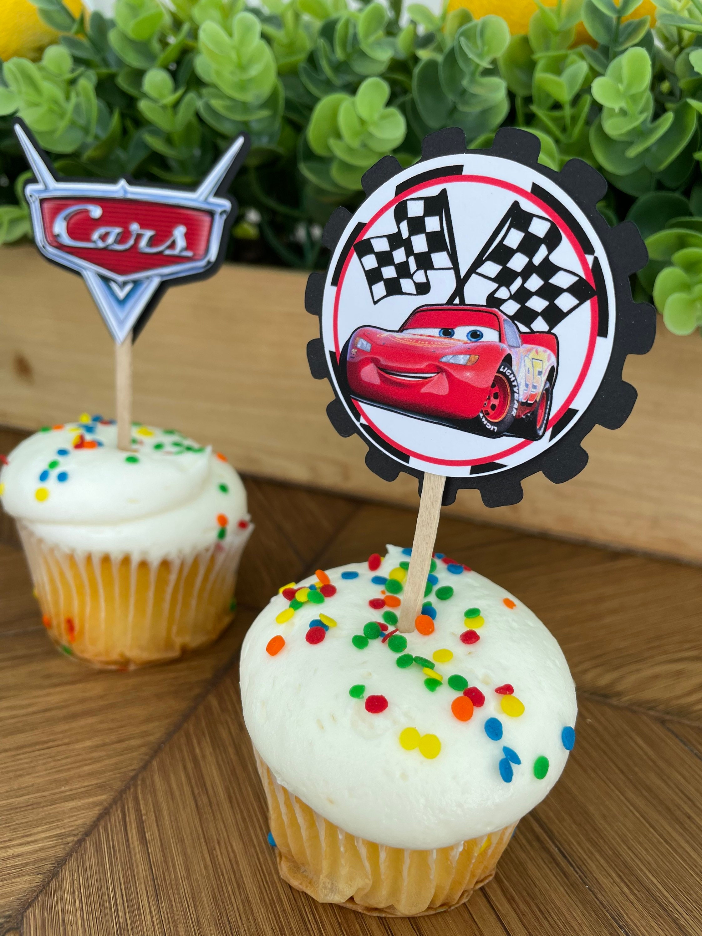 Personalized Cars Cupcake Toppers Cars Party Decor | Etsy