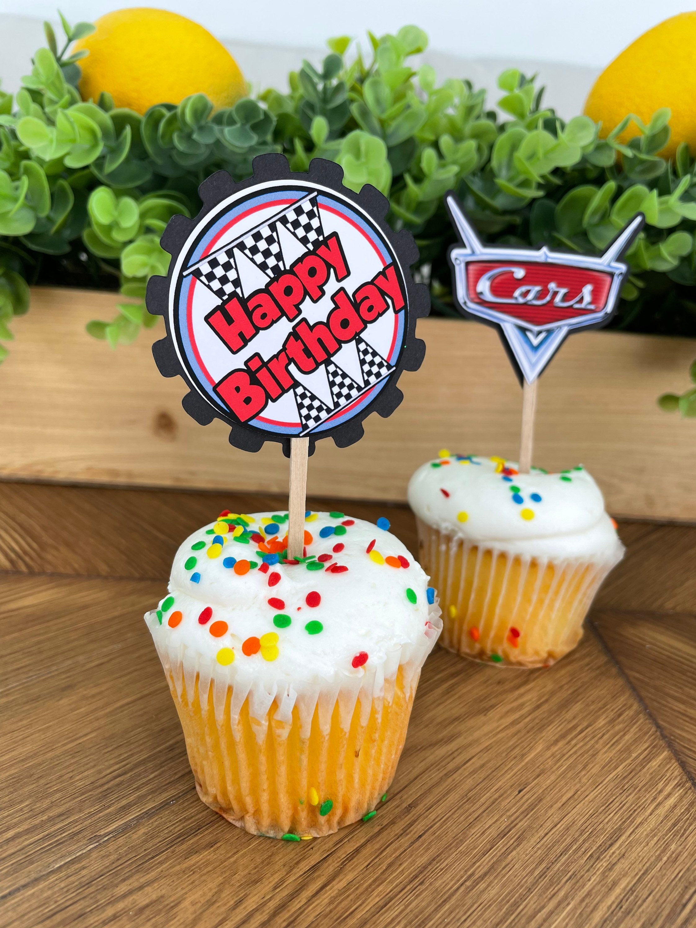 Personalized Cars Cupcake Toppers Cars Party Decor | Etsy