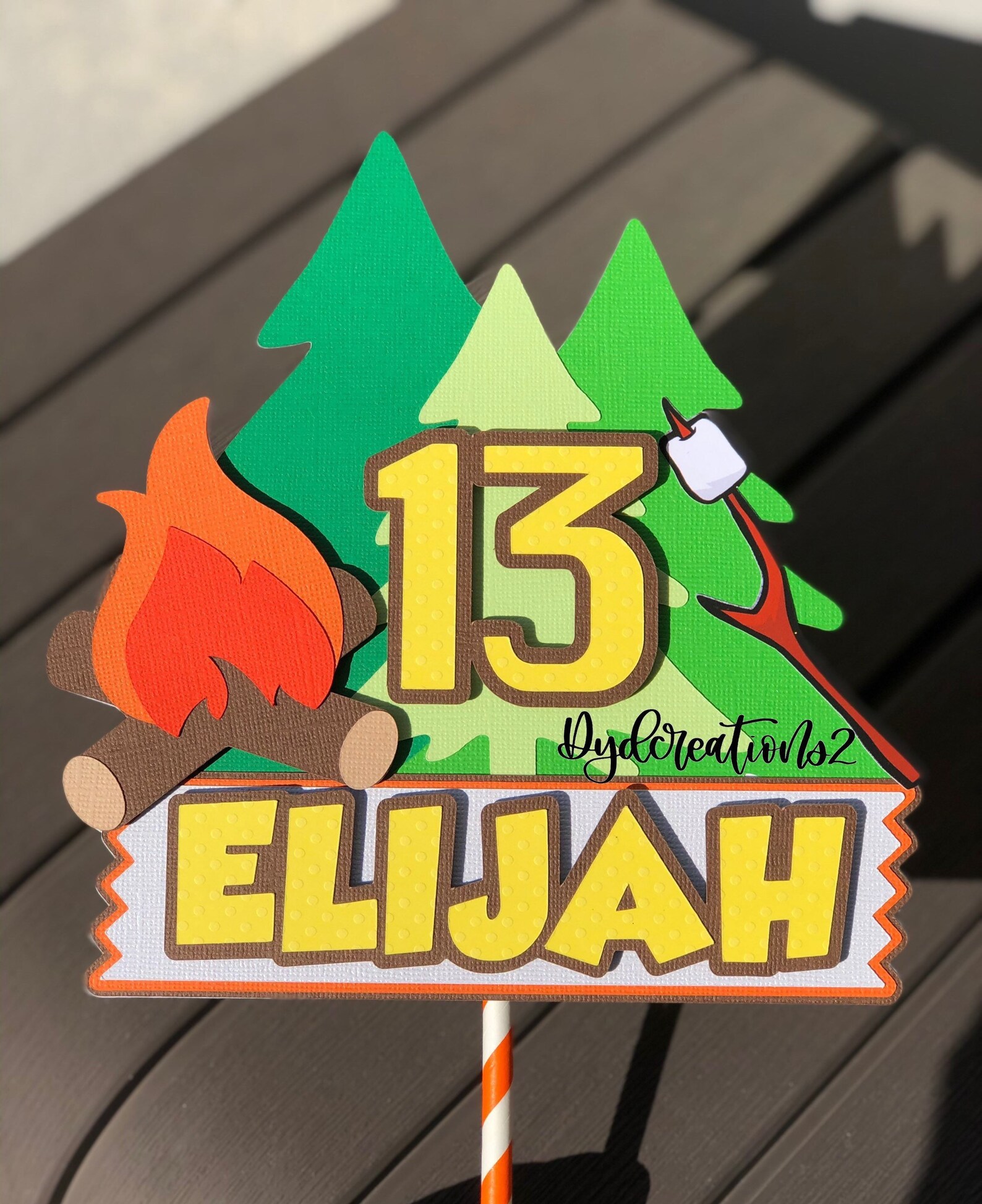 Personalized Bonfire Cake Topper Campfire Cake Topper - Etsy