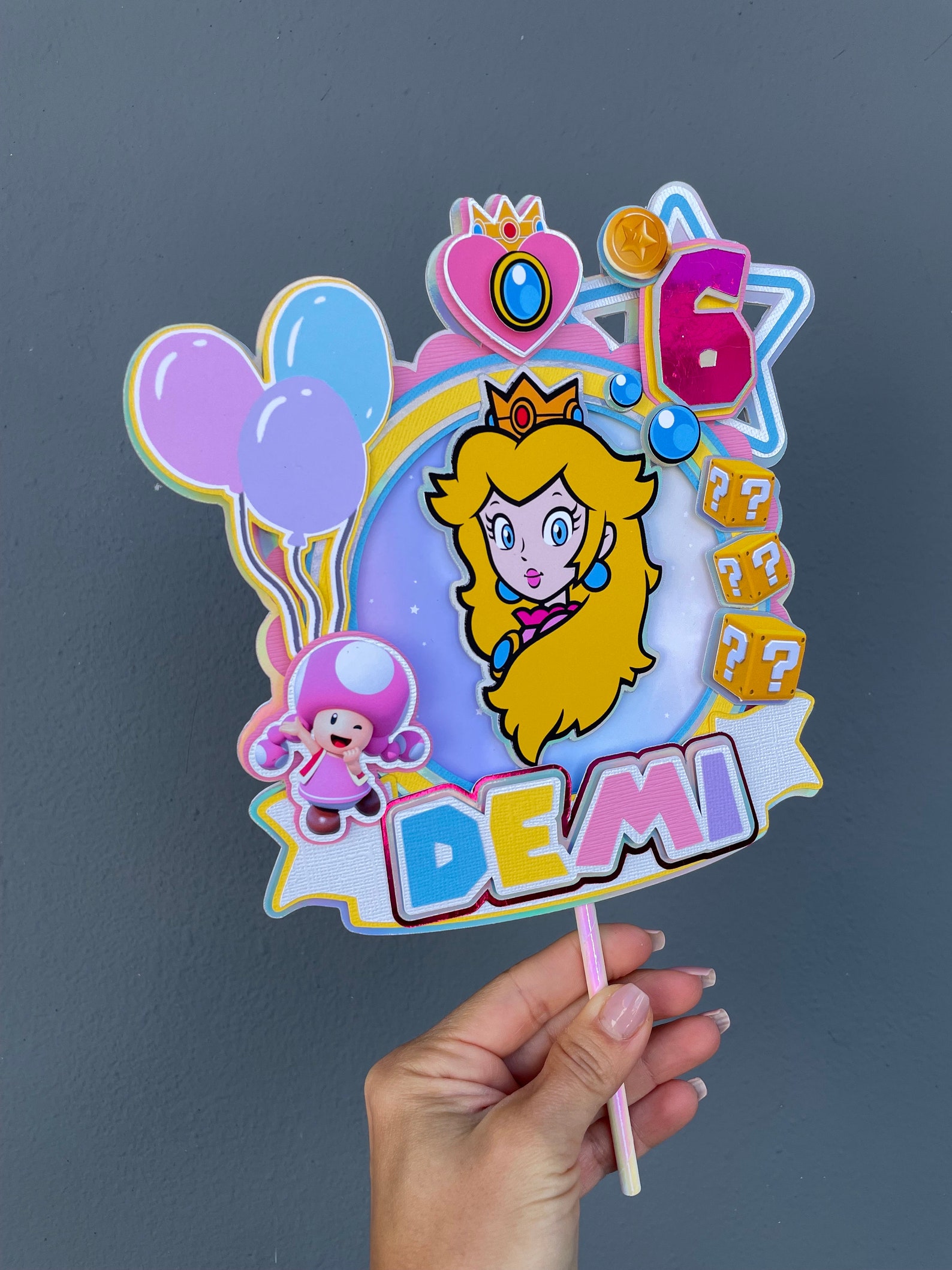 Personalized Mario Princess Cake Topper Princess Peach Cake Topper ...