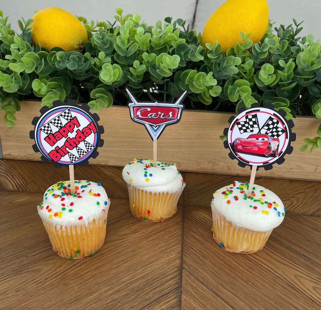 Personalized Cars Cupcake Toppers | Cars Party Decor - Etsy