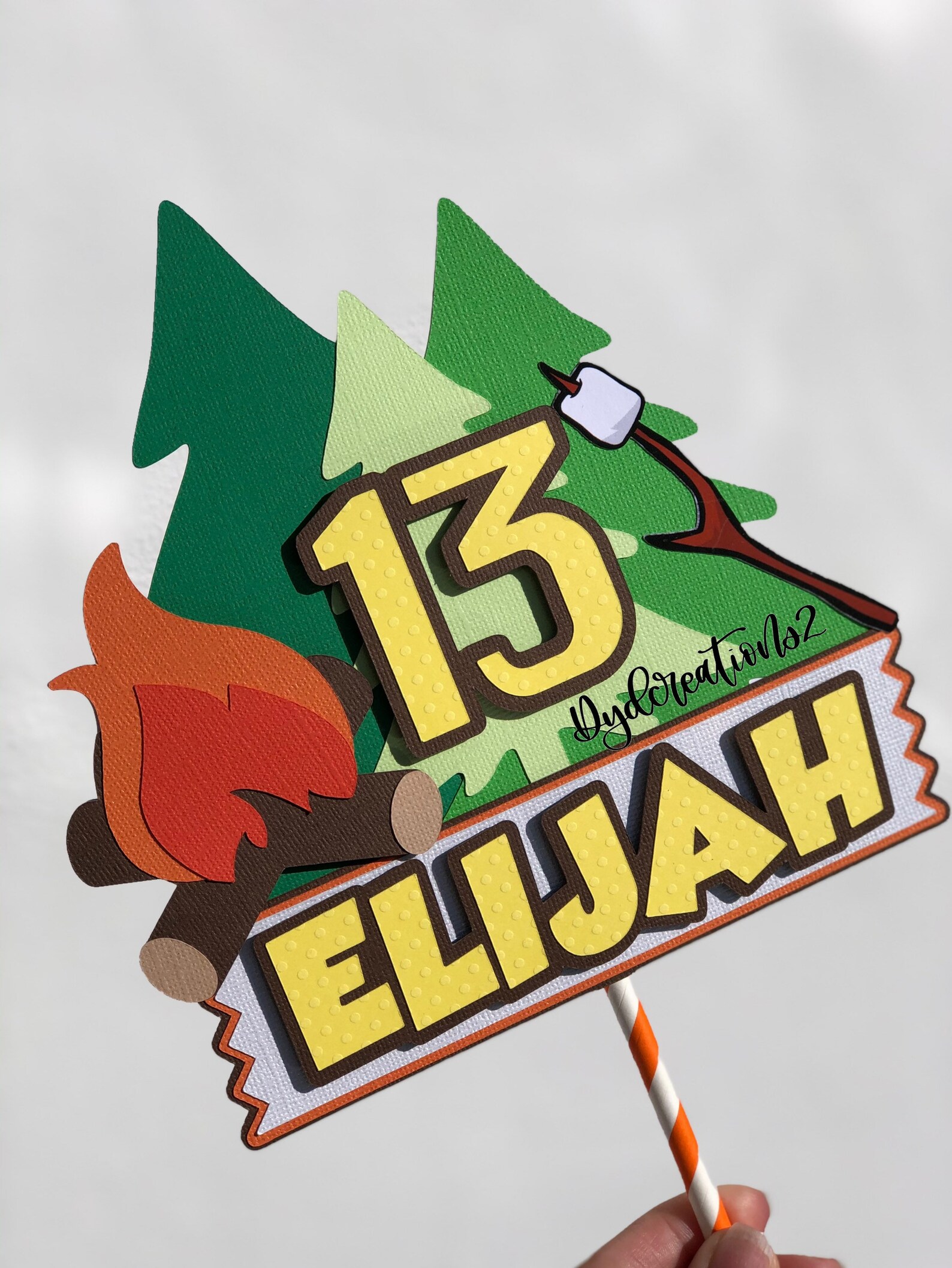Personalized Bonfire Cake Topper | Campfire Cake Topper | Camping Cake ...
