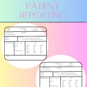 6 Patient Report Sheet | Organizational Tool | Nurse Brain, Tech, Nurse ...