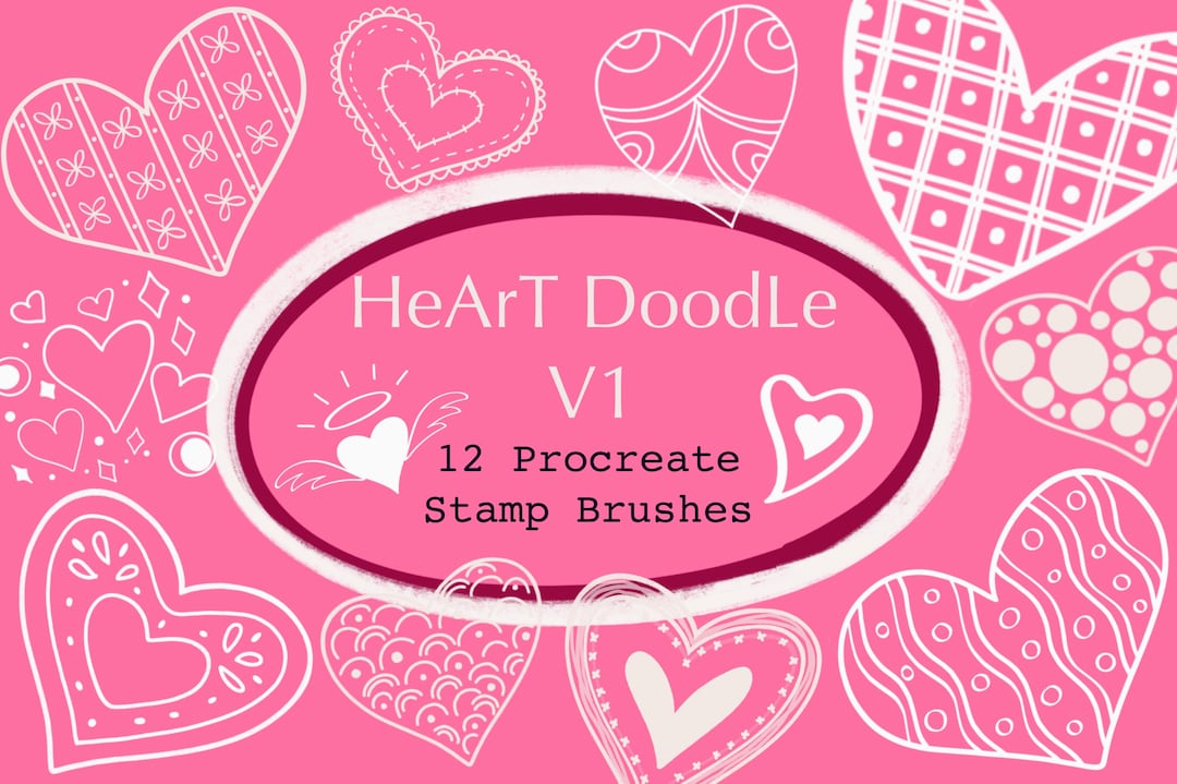 Procreate Stamp Brushes-heart Doodle V1, My Valentine, Love, Sweet ...