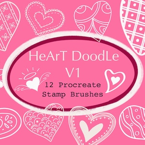 Procreate Stamp Brushes-heart Doodle V1, My Valentine, Love, Sweet ...