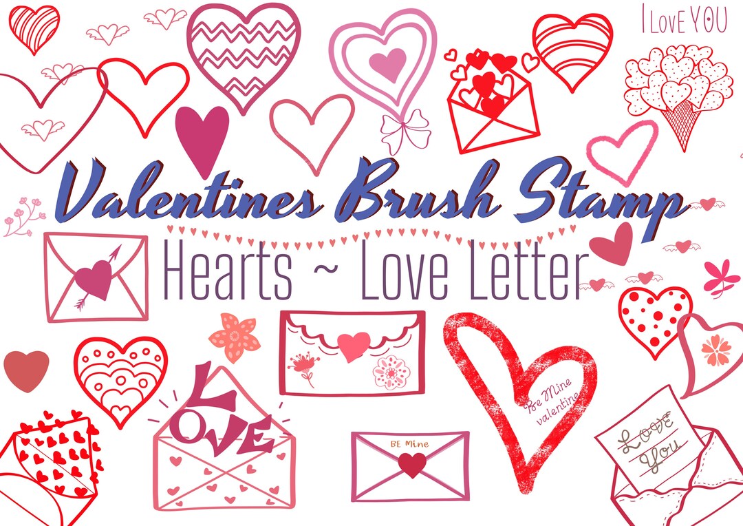 Valentine's Day Procreate Stamp Brushes, Hearts, Love Letters (digital ...