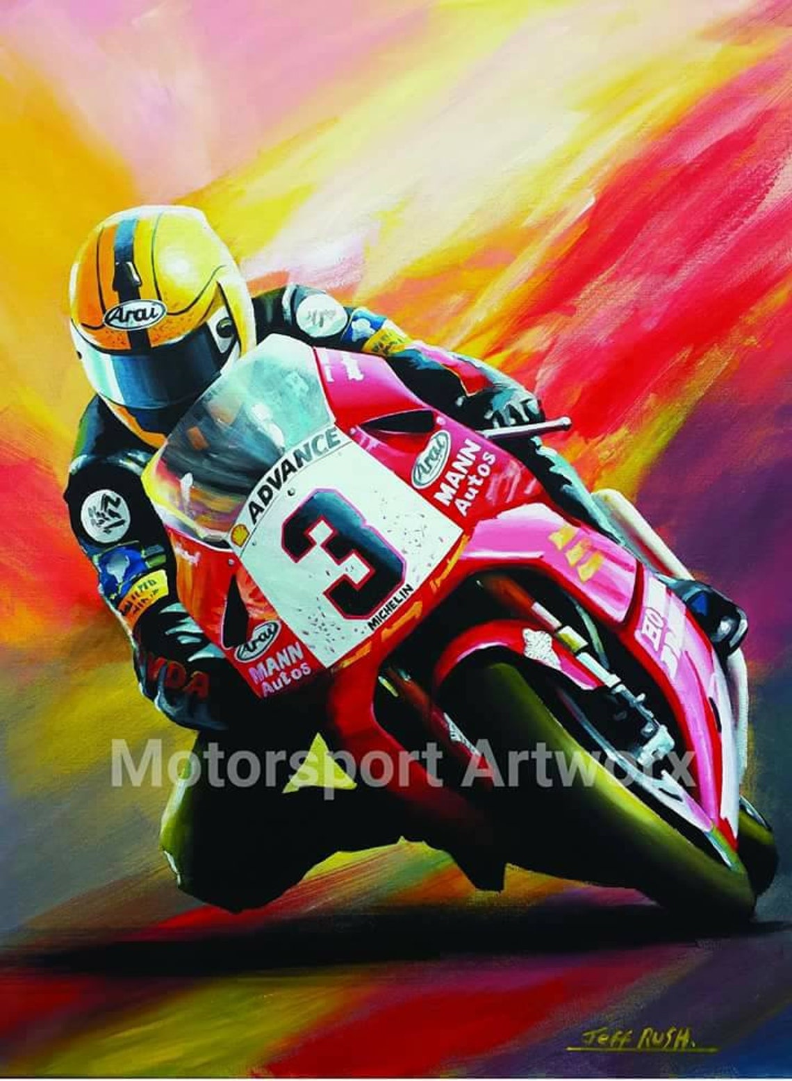 Joey Dunlop Limited Edition Art Print by Jeff Rush Motorcycle | Etsy