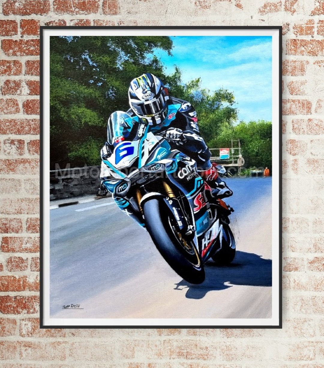 Michael Dunlop at Sulby Bridge Limited Edition Print by Jeff Rush - Etsy UK