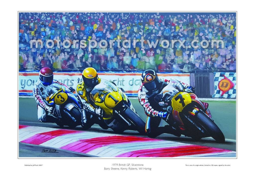 Barry Sheene Limited Edition Art Print by Jeff Rush Motorcycle Racing ...