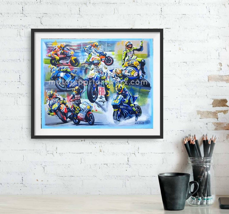 Rossi's 9 Titles Limited Edition Print by Jeff Rush Valentino Rossi ...