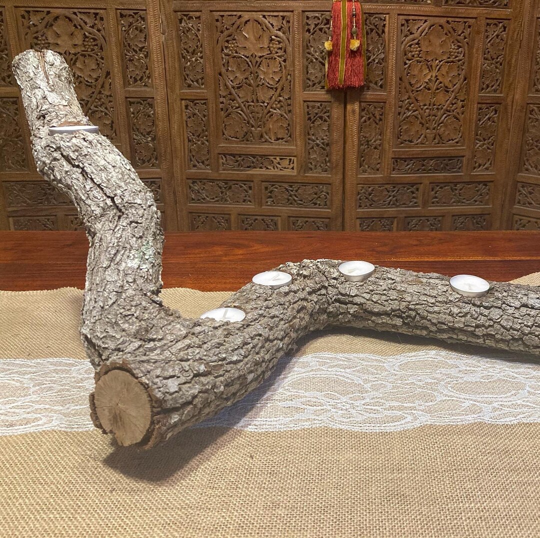 Rustic Log Wood Candle Holder. All Our Products Are Handmade. - Etsy