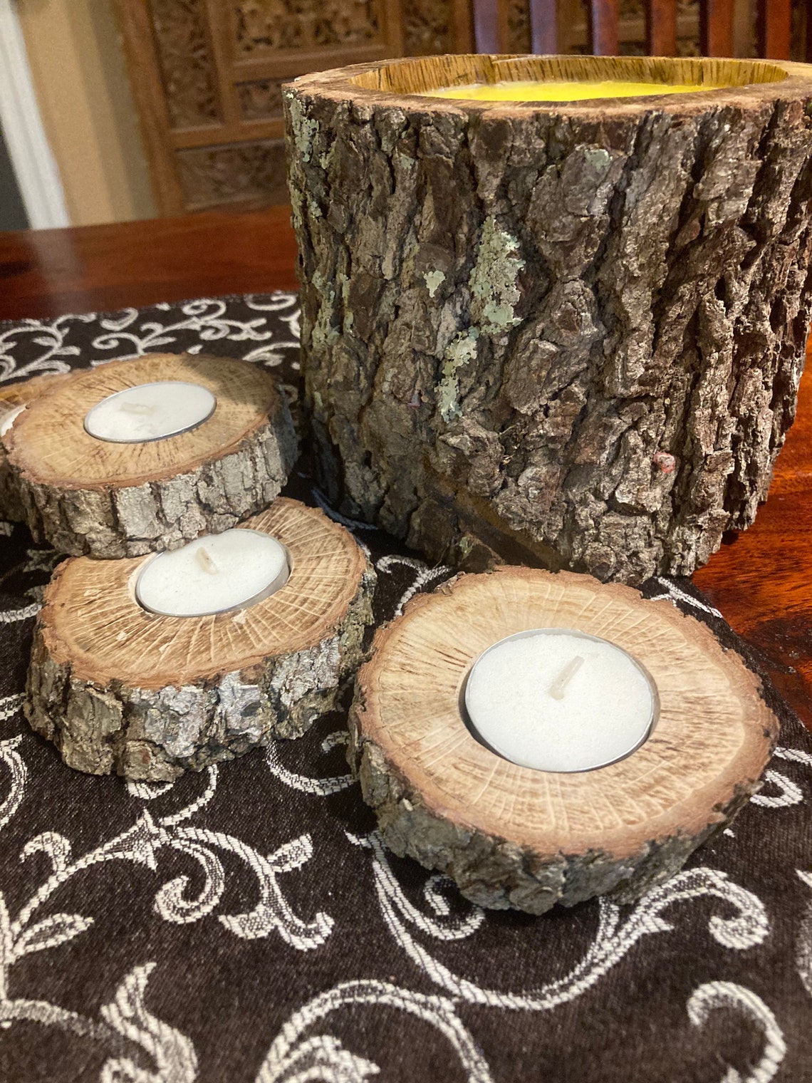 Rustic Log Wood Candles - Etsy