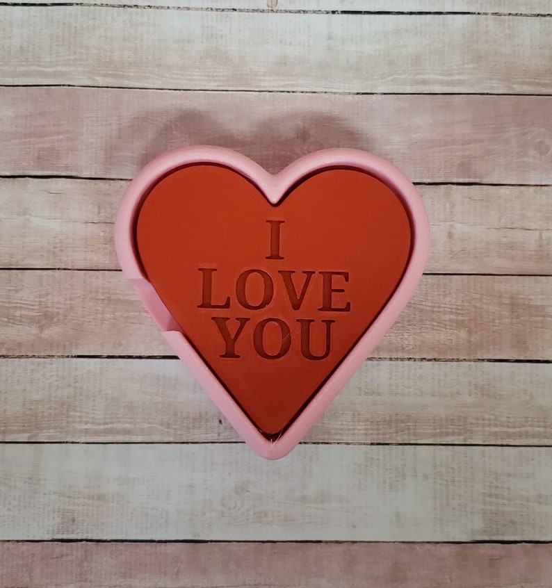 Valentines Heart Shaped Coasters Set W/ Holder - Etsy