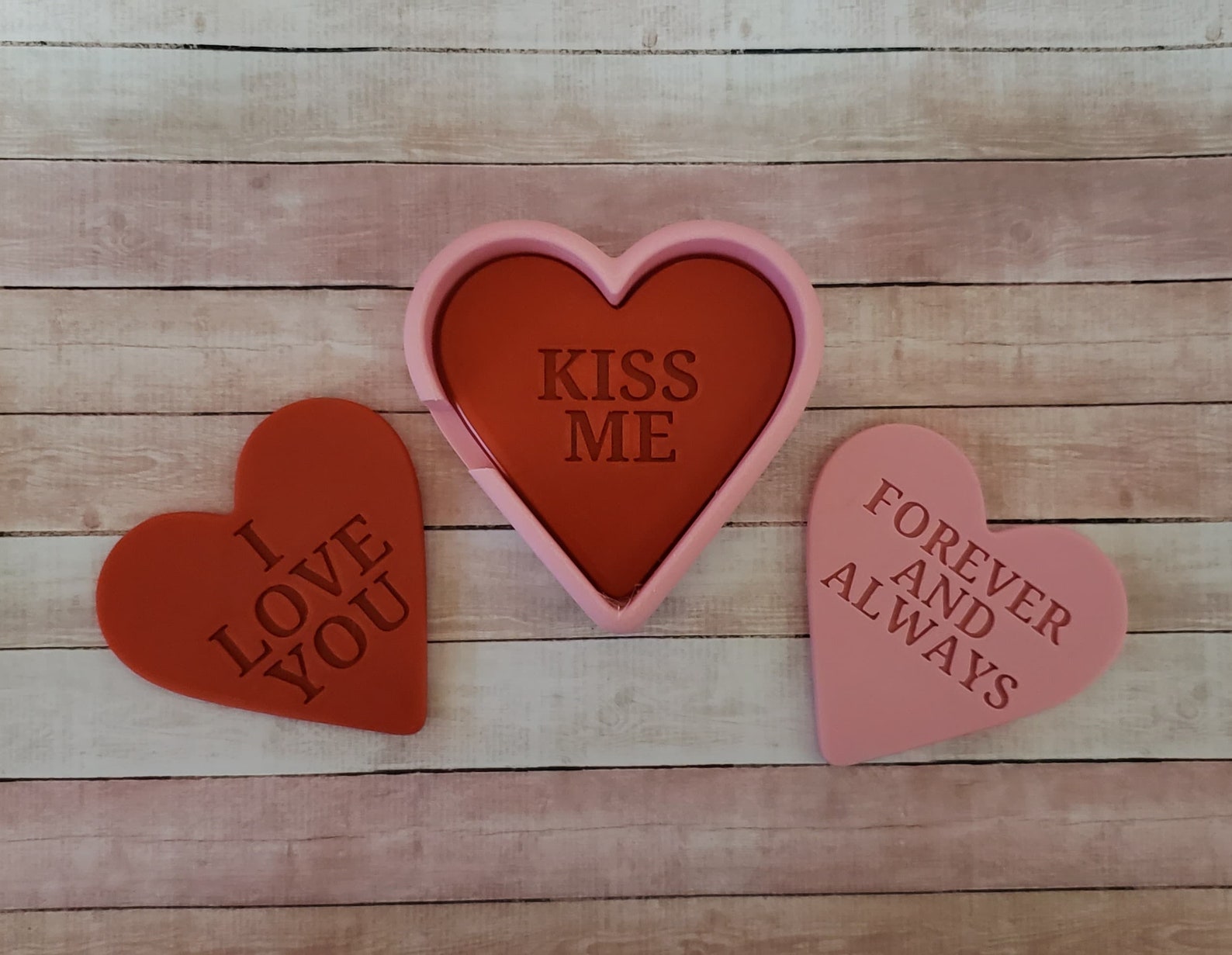 Valentines Heart Shaped Coasters Set W/ Holder - Etsy