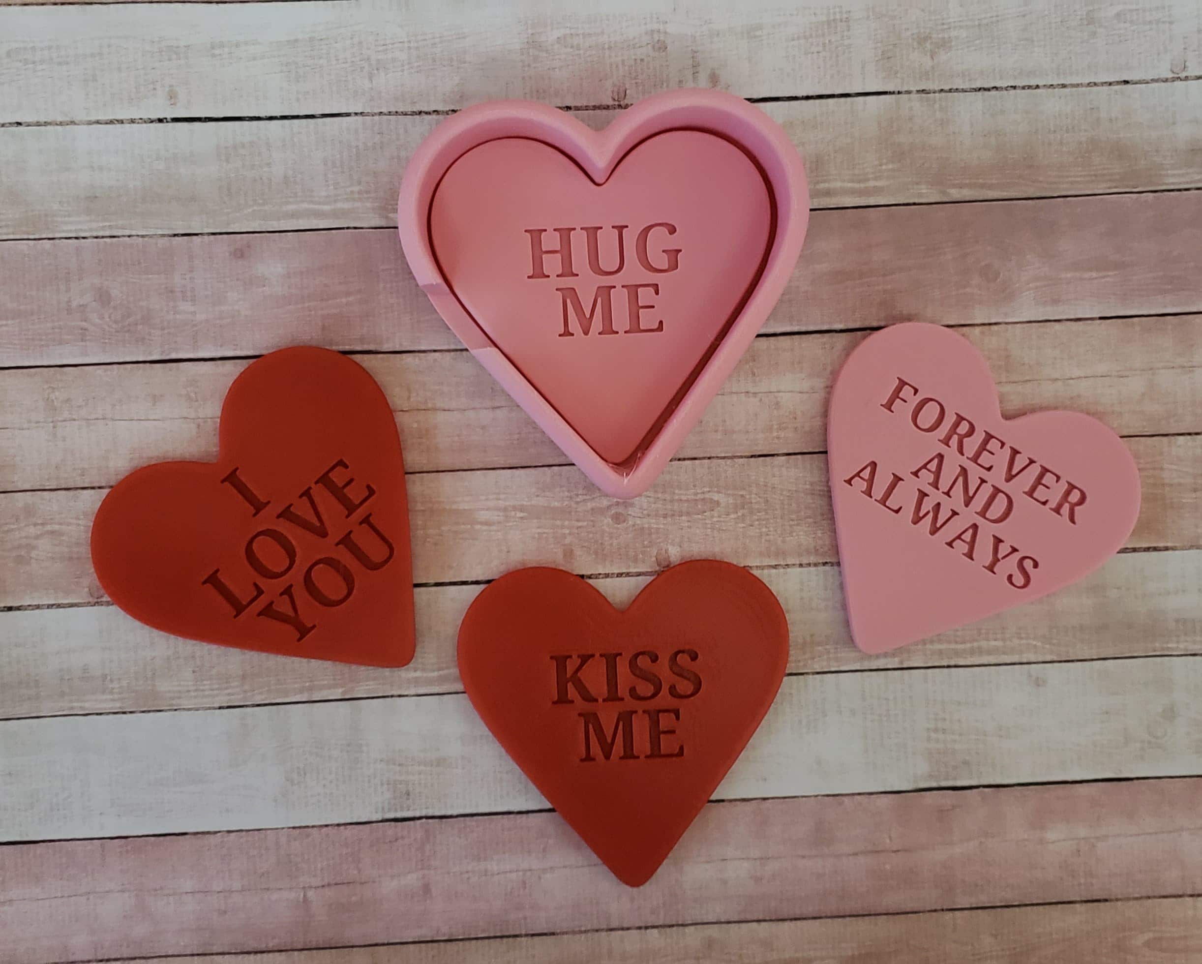 Valentines Heart Shaped Coasters Set W/ Holder - Etsy