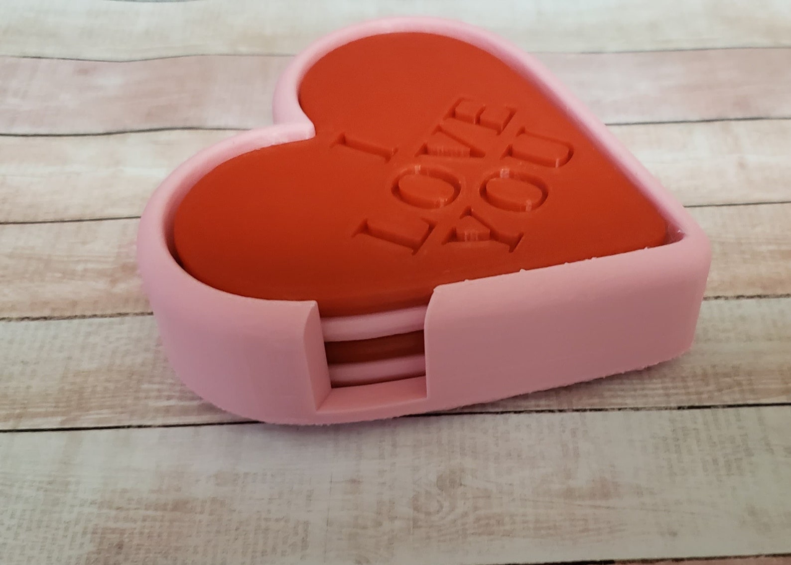 Valentines Heart Shaped Coasters Set W/ Holder - Etsy