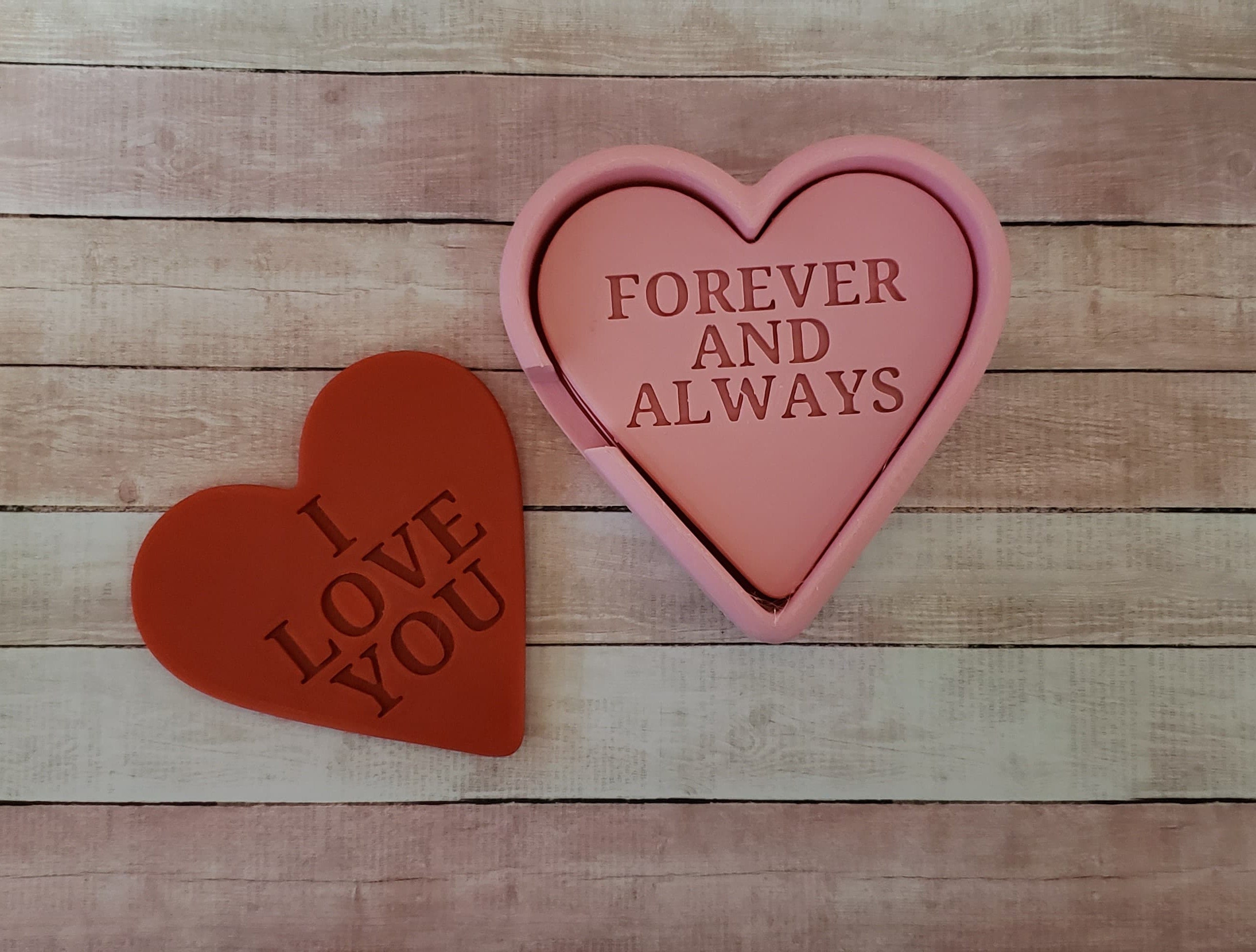 Valentines Heart Shaped Coasters Set W/ Holder - Etsy