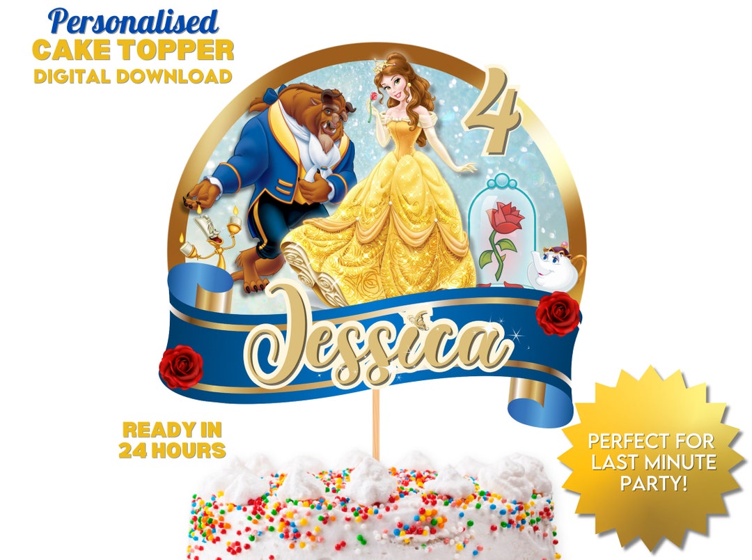 Princess Beauty and the Beast Cake Topper Princess Theme Cake - Etsy UK