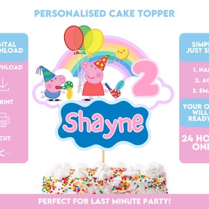 Pig Cake Topper, Pig Theme Cake Topper, Superhero Printable Cake Topper ...