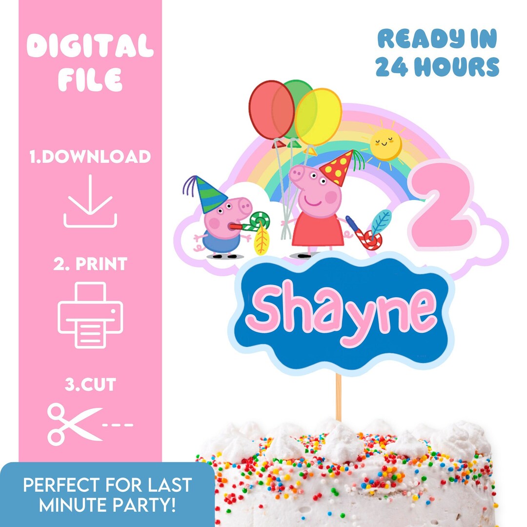 Pig Cake Topper Pig Theme Cake Topper Superhero Printable - Etsy