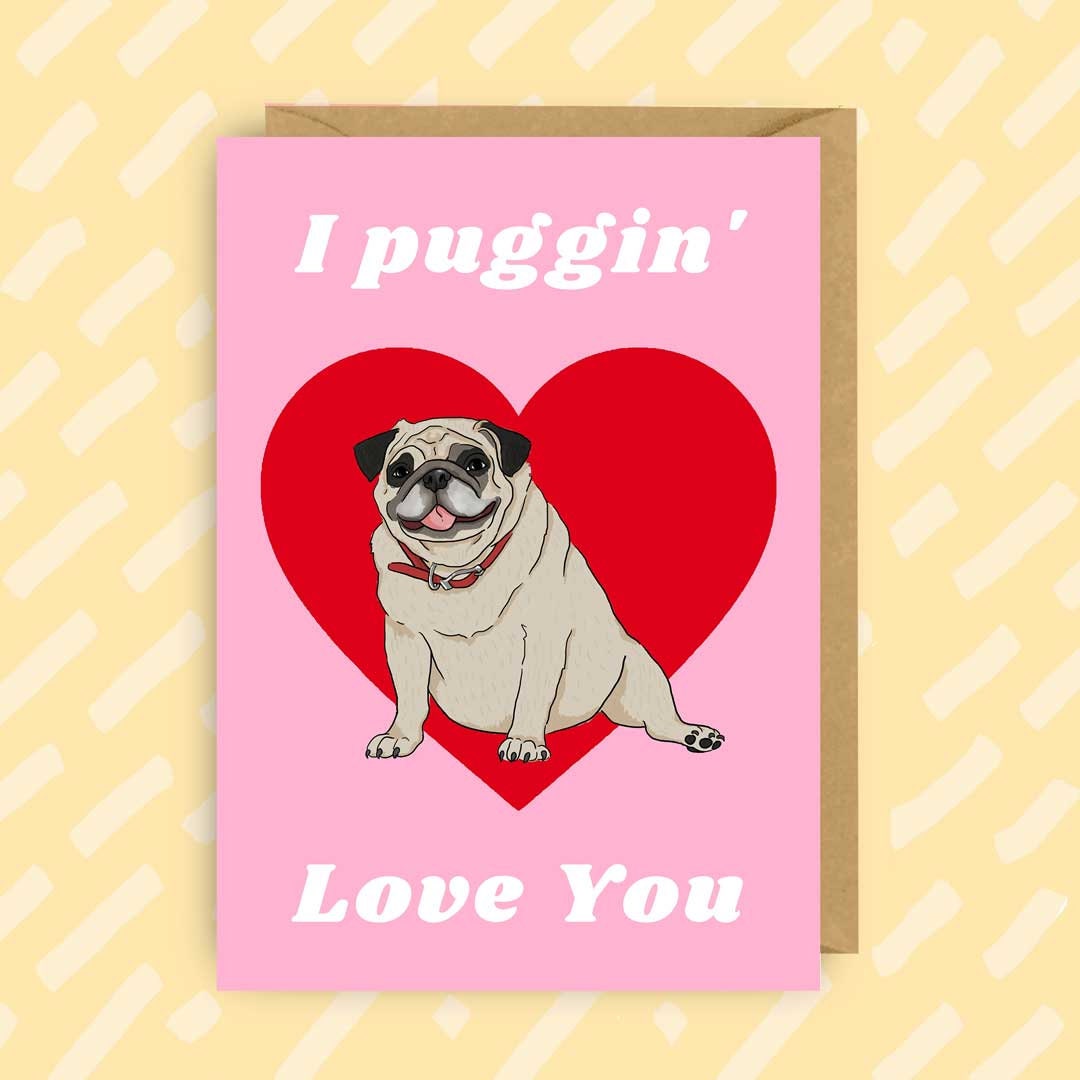 Mops 'I Puggin 'Love You' Valentinstag Karte - Etsy.de