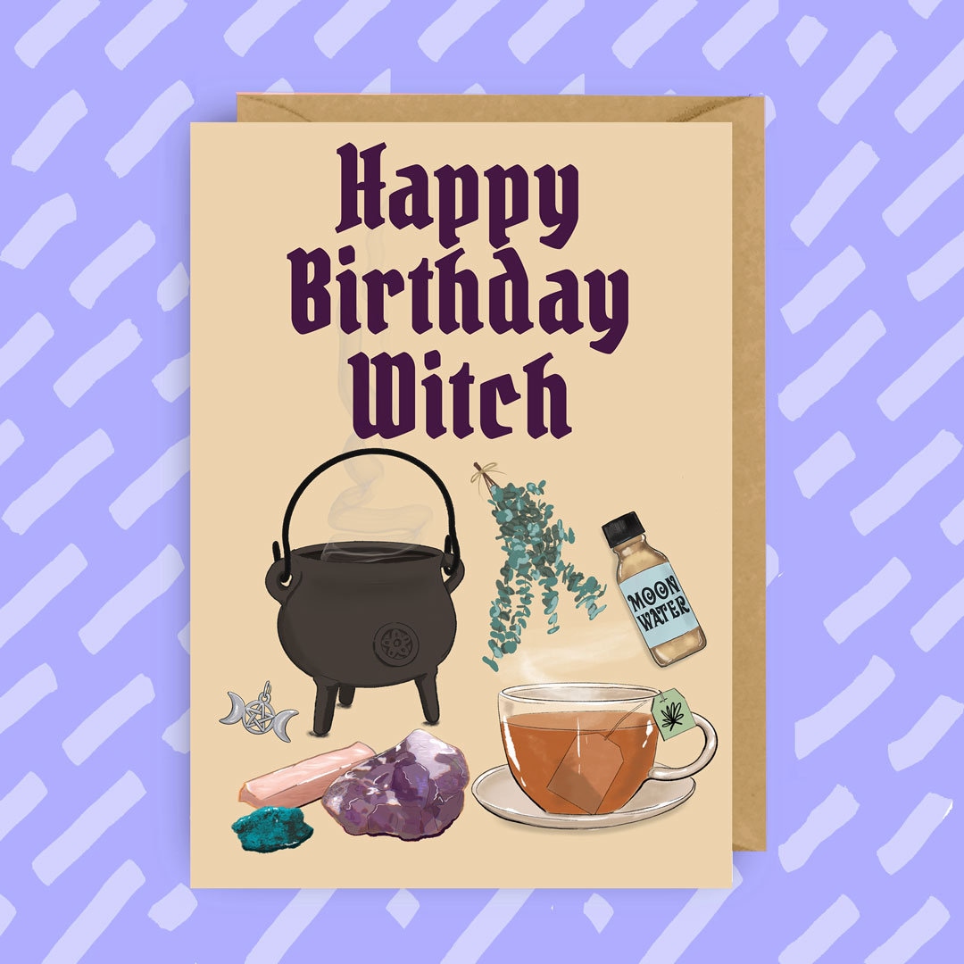 Witch Birthday Card | Crystals | Insence | Spooky | Witchcraft | Witchy ...