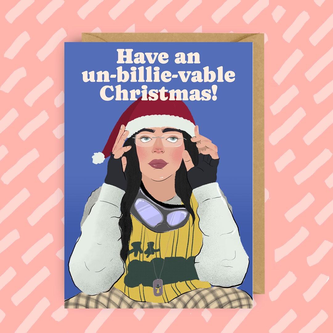 Billie Eilish Christmas Card Merch Pop Star Pop Music Chihiro Hit Me ...