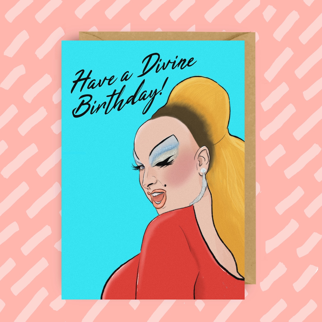 Divine Birthday Card 1970's Pink Flamingos John Waters Drag Queen - Etsy