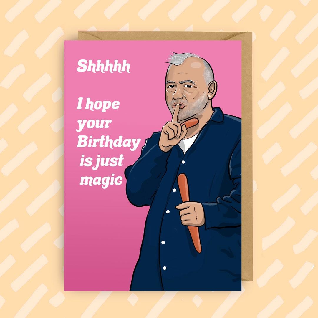 Buy Bob Mortimer Birthday Card: Funny UK Comedy Fan Art, Last One ...