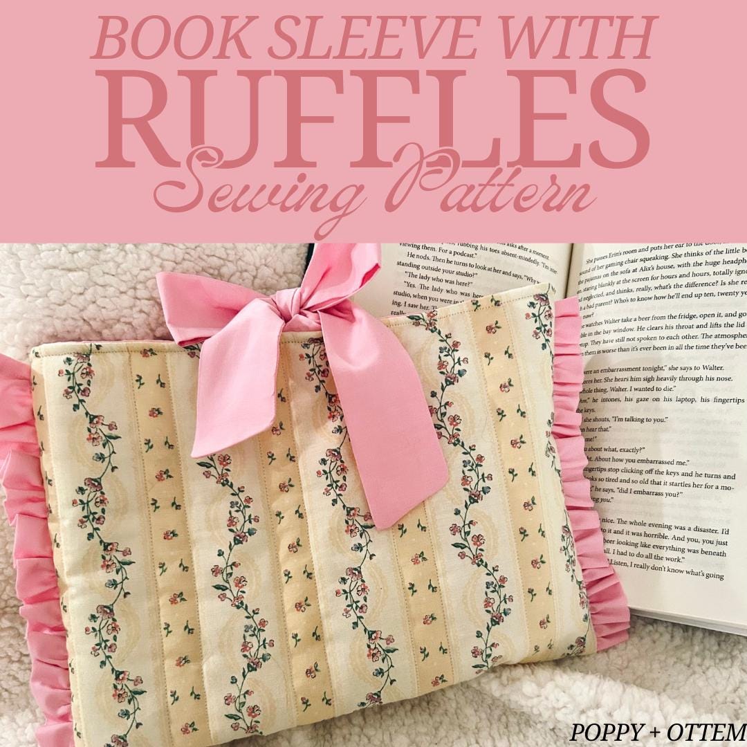 DIGITAL DOWNLOAD | Ruffled Book Sleeve Sewing Pattern: DIY for Book ...
