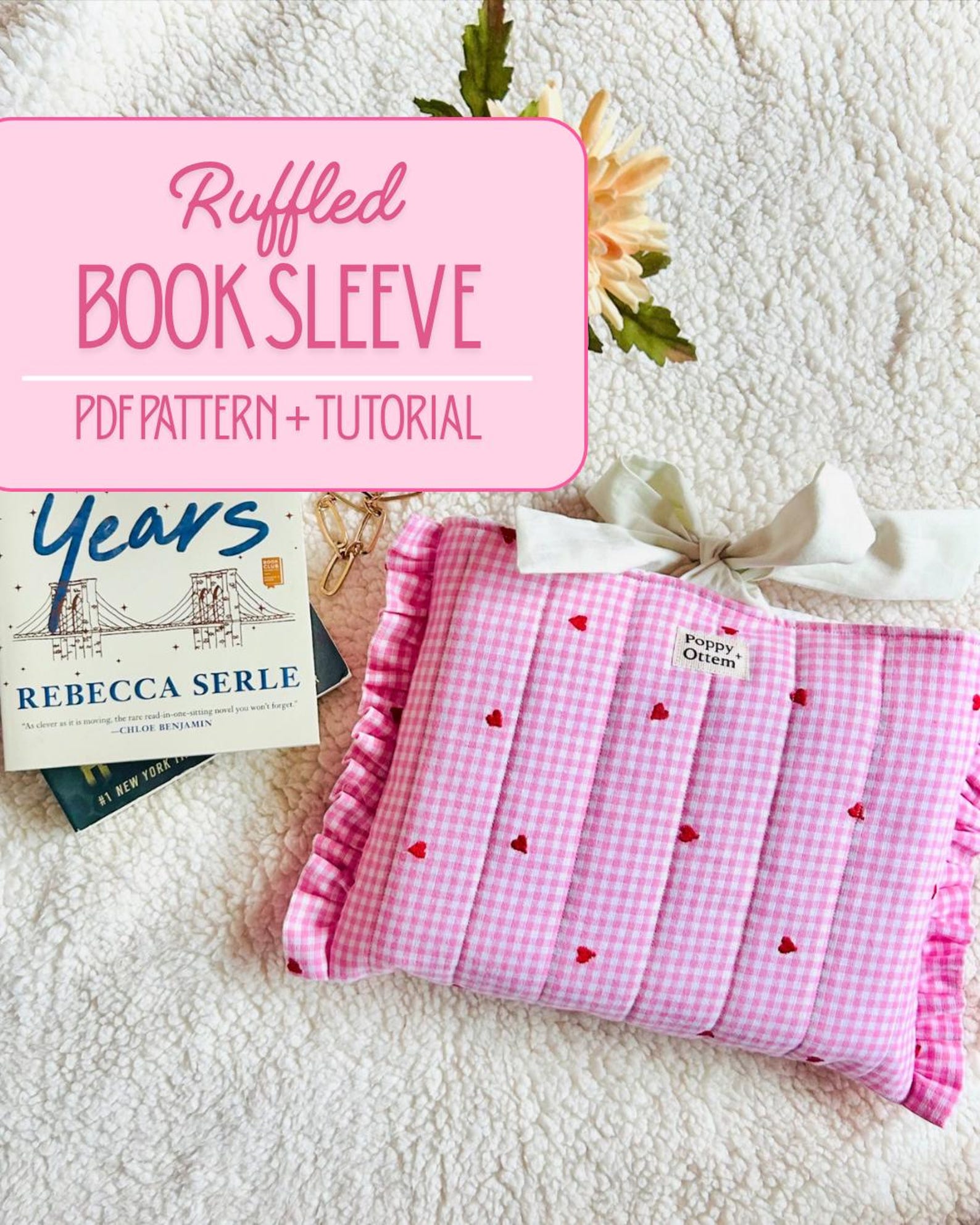 Ruffle Book Sleeve Sewing Pattern PDF | DIY Quilted Book Sleeve ...