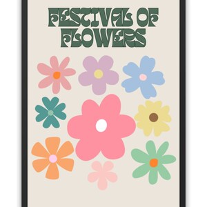 Festival of Flowers | DIGITAL DOWNLOAD | Retro Vintage Groovy Decor ...