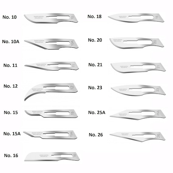 Scalpel Blade STERILE No. 10 10A 11 12 14 15 18 20 23 26 SWANN MORTON Surgical Blade Etsy