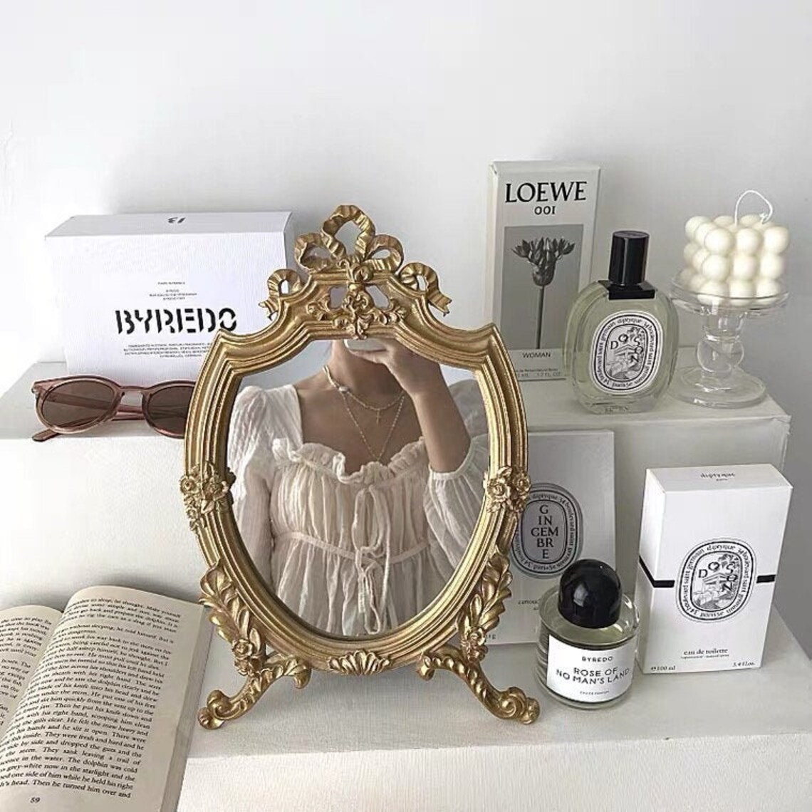 Baroque Rococo Bow Gold Retro Vintage Frame Mirror Oval Home - Etsy