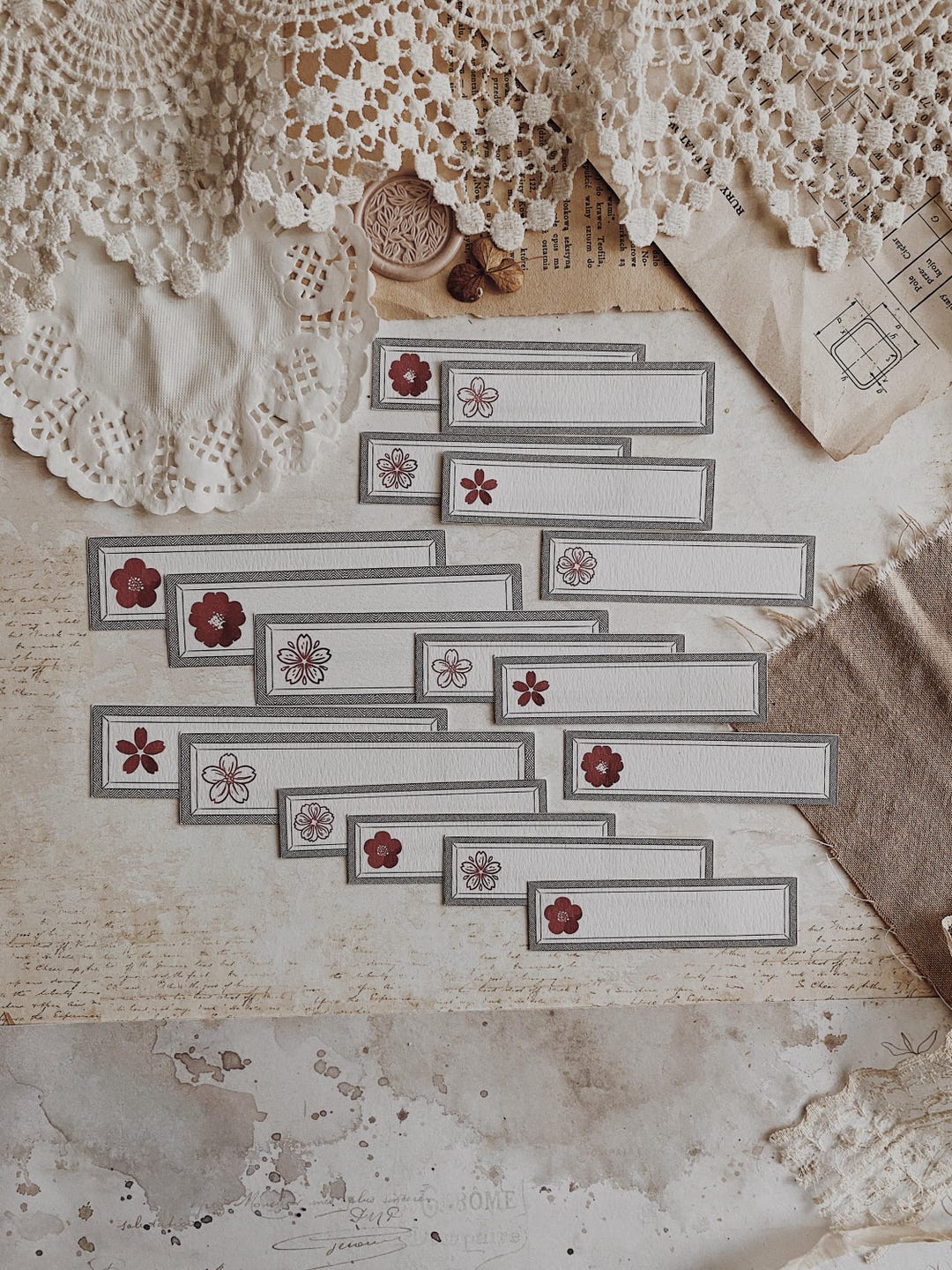 Labels | Sakura Blossom Theme | Collage Labels | Paper Cards | Happy ...