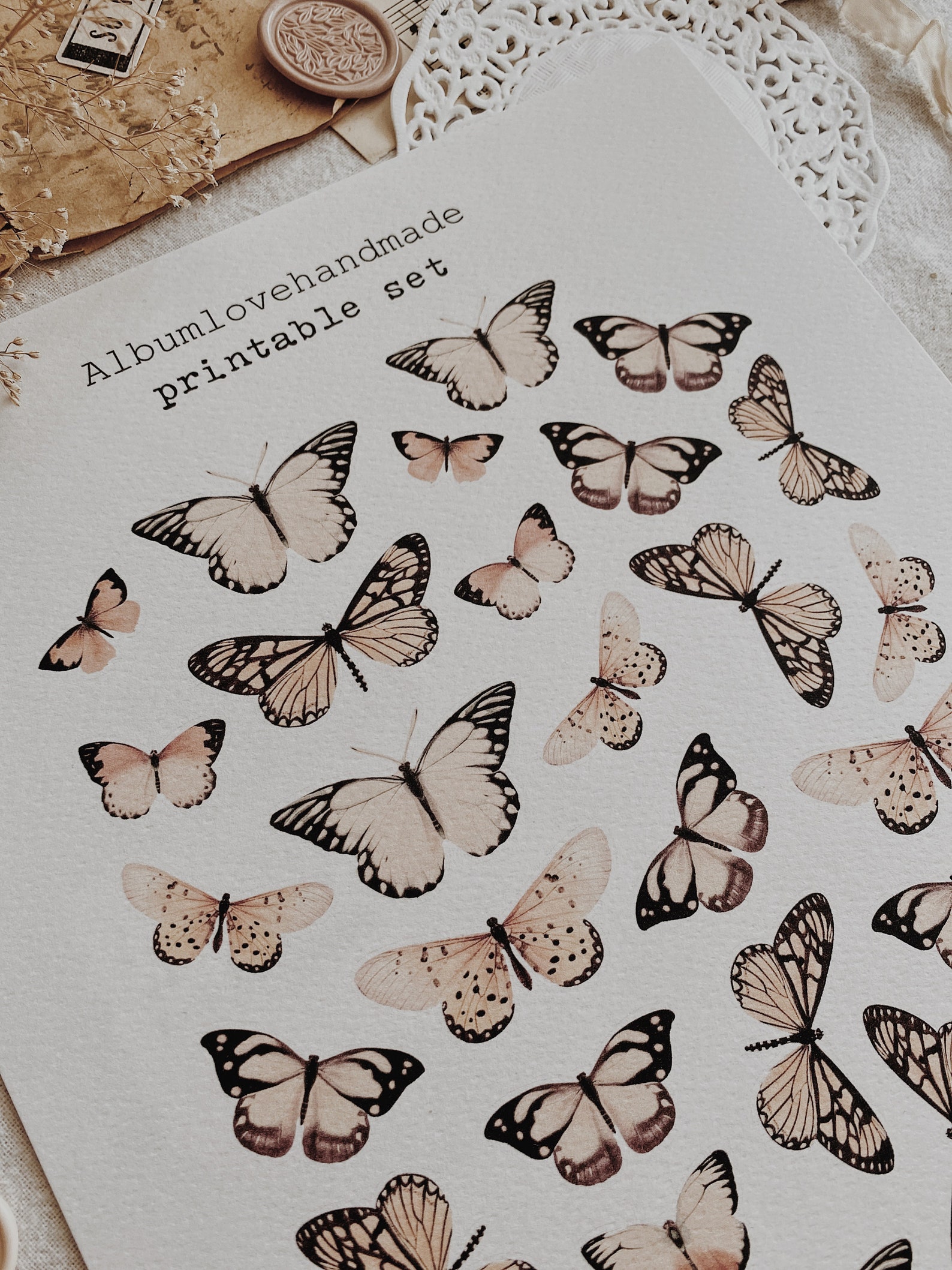 Printable A4, 8.5x11 Butterflies Ver.03 Printable Stickers Digital ...