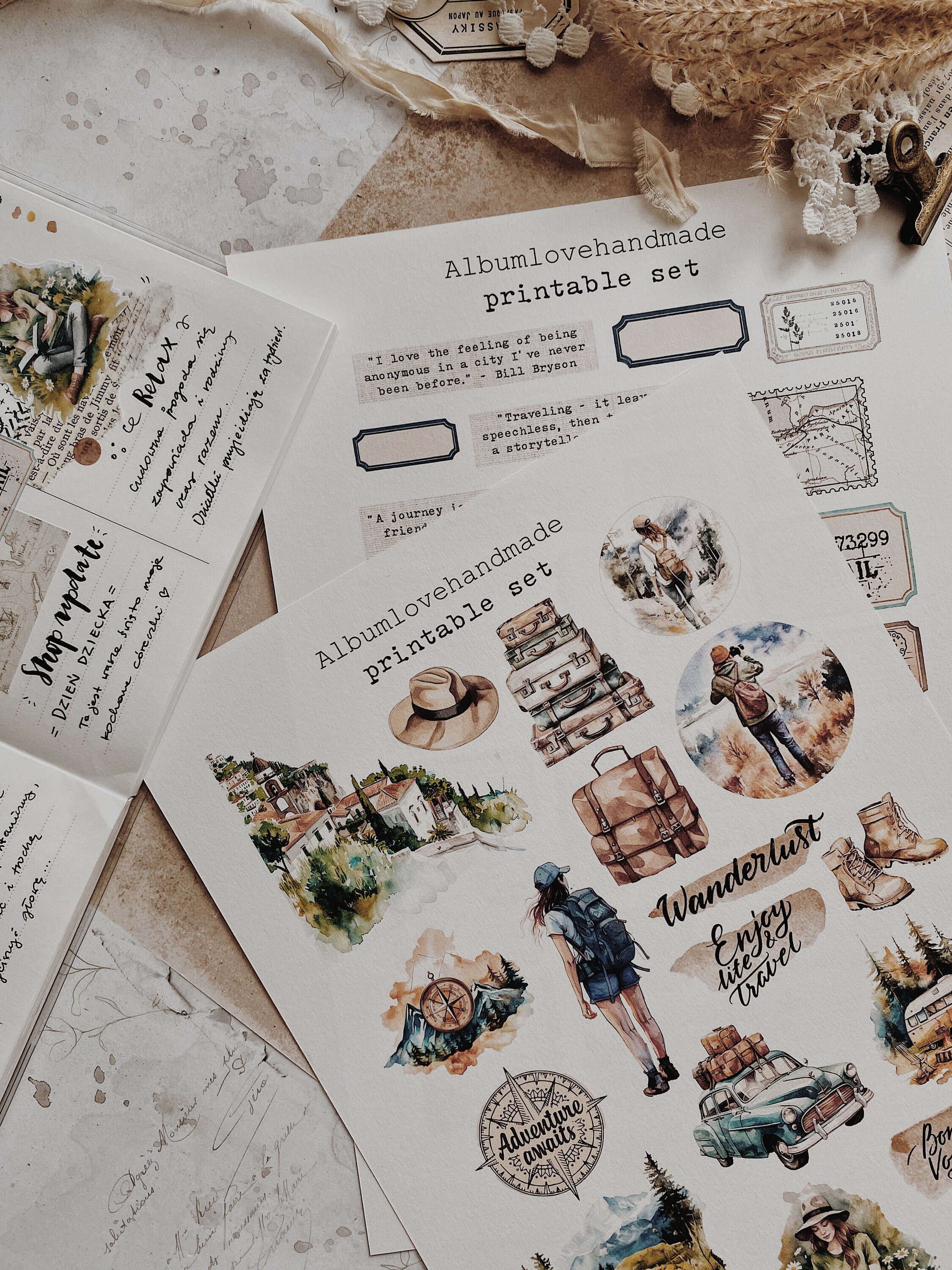 Printable | A4, 8.5x11 | Travel Theme | Vacation | Collage Elements ...