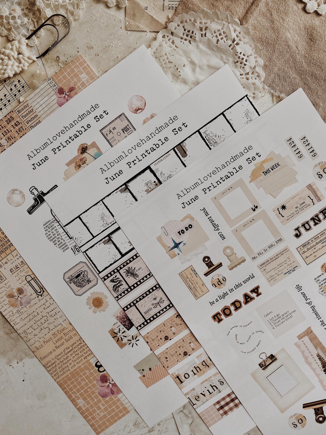 Printable | A4, 8.5x11 | June Collage Theme | Printable Stickers ...