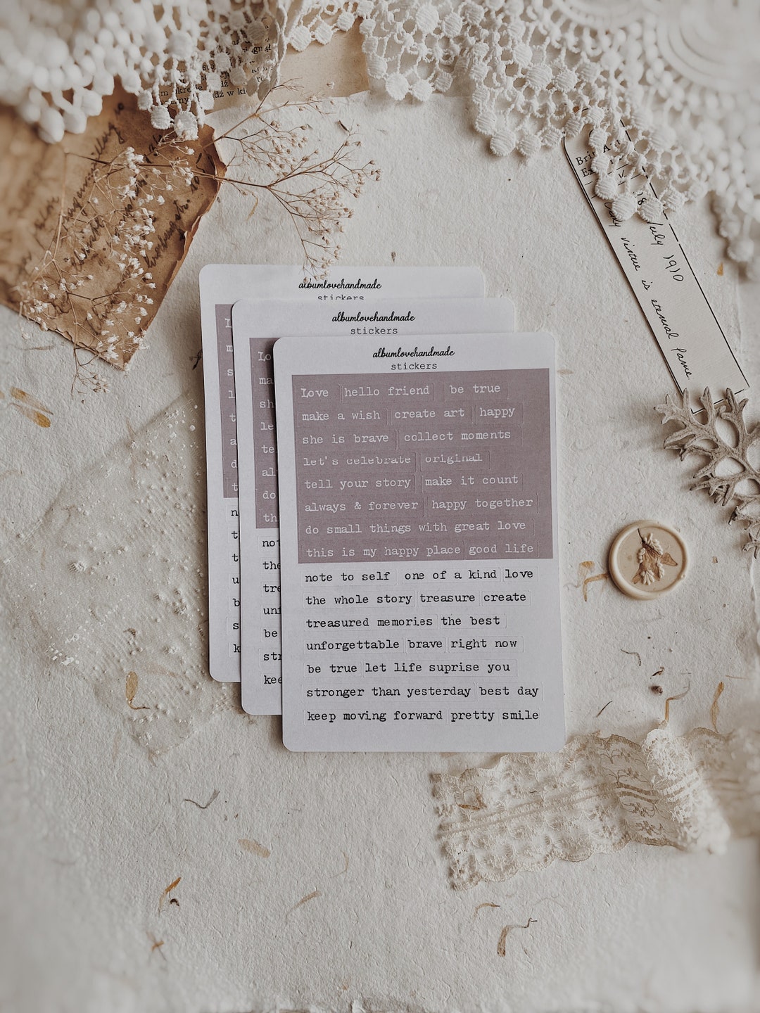 Stickers Phrase Sticker Typewriter Phrases Word Journaling Sticker ...