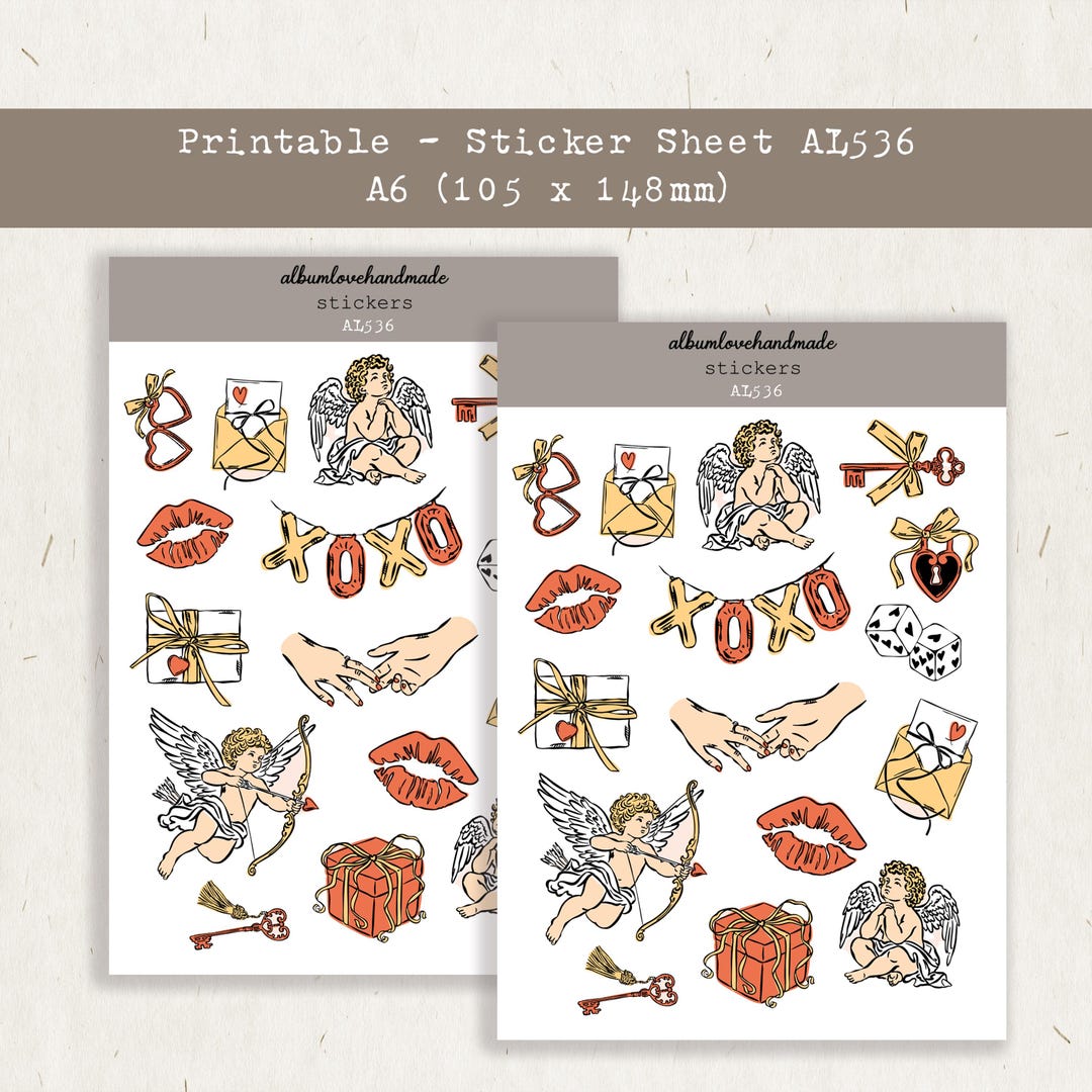 Valentine's Day Sticker Sheet | Printable Planner Stickers (digital ...