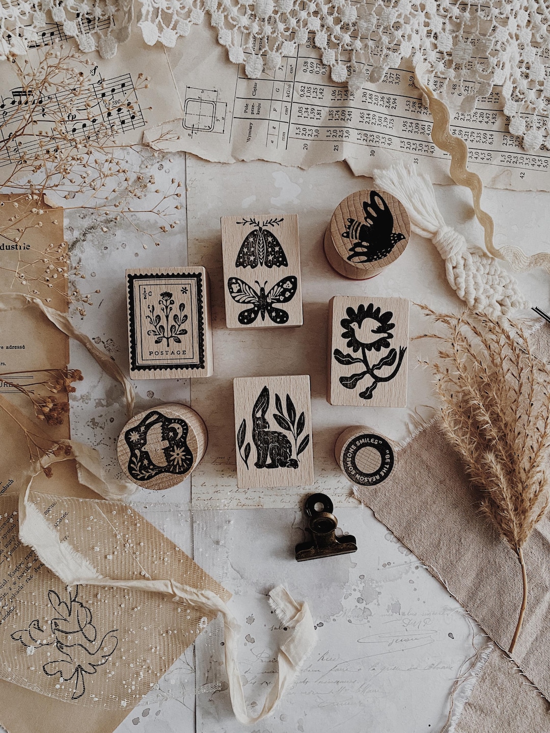 Decorative Wooden Rubber Stamp: Spring Journal & Planner Stamps - Etsy