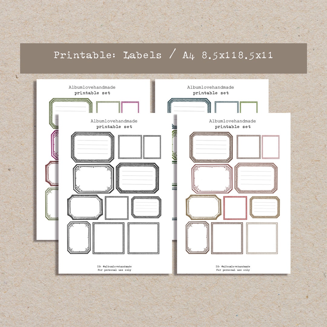 Printable | A4, 8.5x11 | Labels | Collage Elements | Digital Instant ...