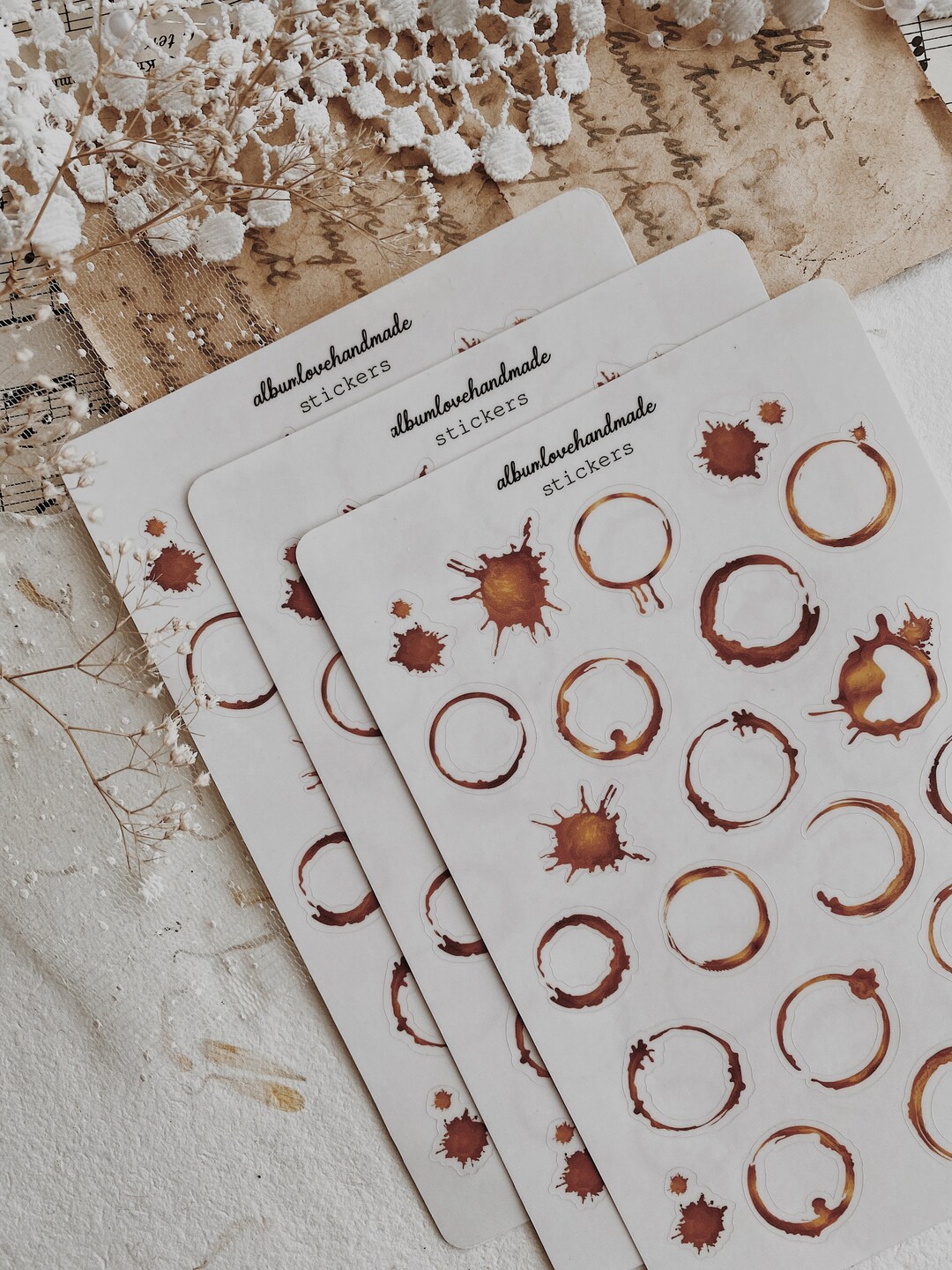 Stickers Coffee Stickers Coffee Stain Stickers Coffee Sticker Sheet ...