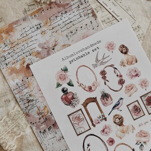 Printable | A4, 8.5x11 | Vintage Roses | Collage Elements | Digital ...